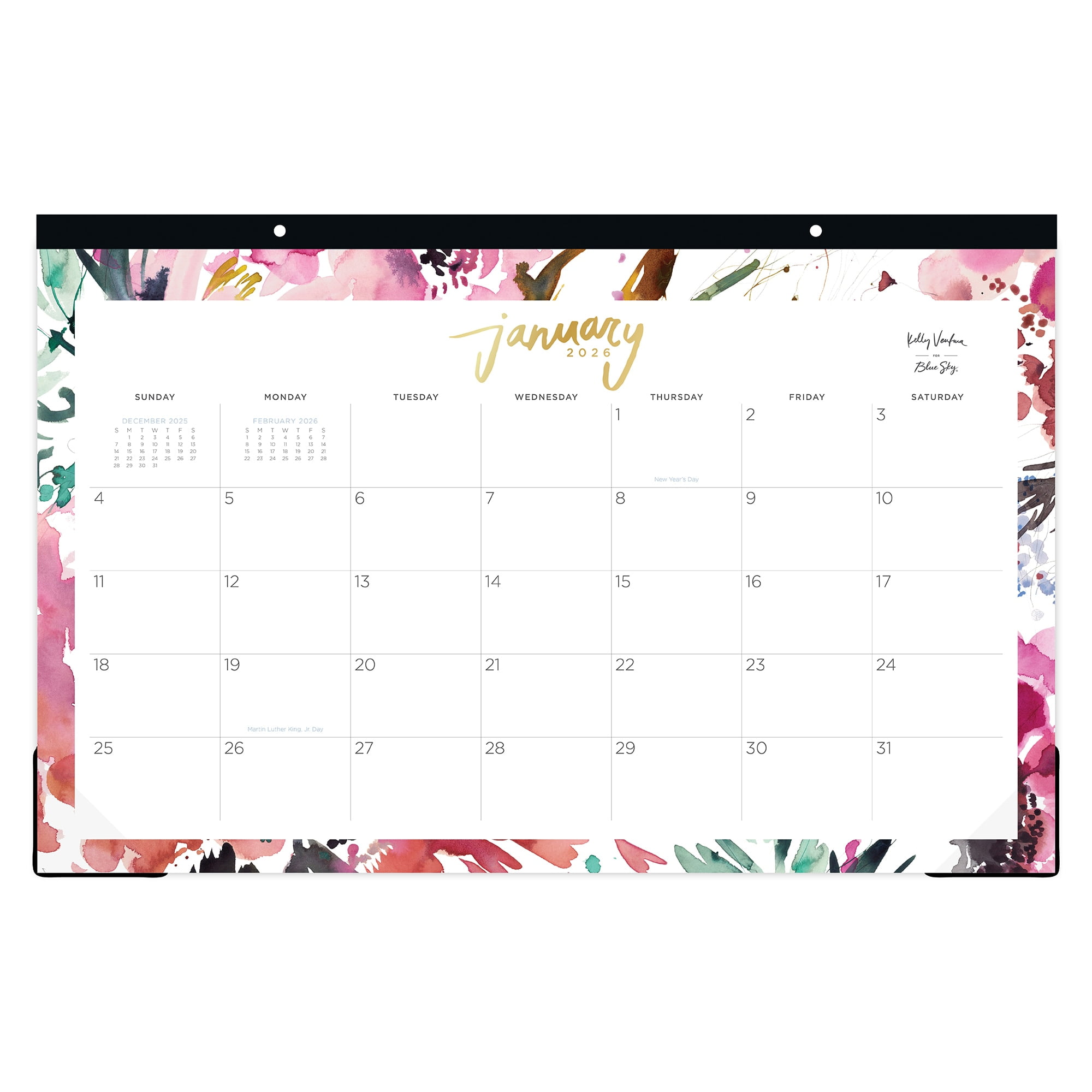2026 Blue Sky Monthly Desk Pad Calendar, 11" x 17", Magenta Blooms ...