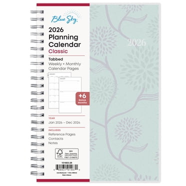 Blue Sky 2025-2026 Weekly and Monthly Academic Year Planner Calendar ...