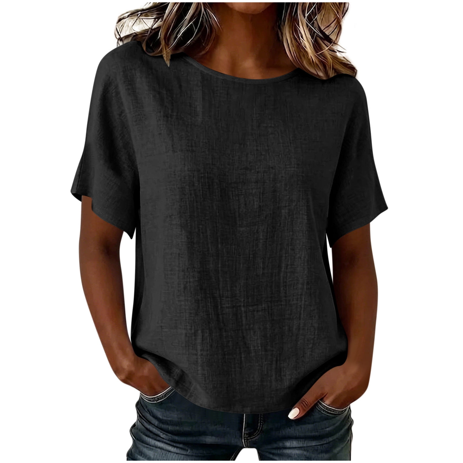 2026 Boatneck Cotton Linen Elegant Tops for Women Trendy Elbow Sleeve ...