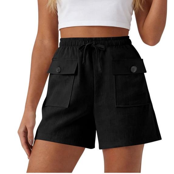 2026 Boho Shorts for Women Drawstring Waist Cropped Trousers In Linen ...