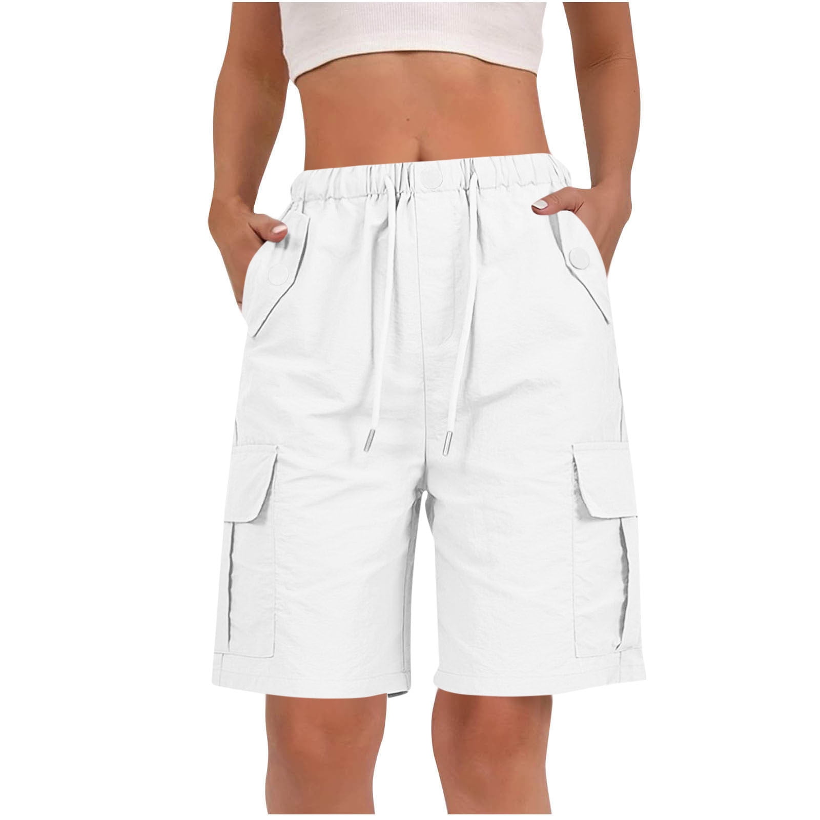 2026 Boho Shorts for Women Fashion Pants Solid-color Stretch Belt Pants ...