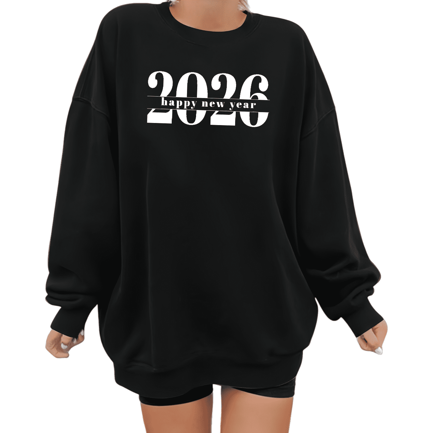 2026 Bold Number Print Tshirt Graphic Tees Shirts Happy New Year Black ...