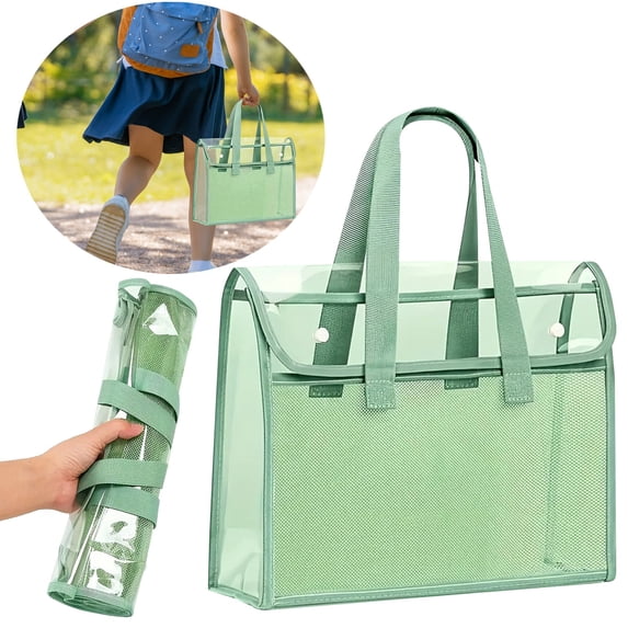 2026 Book Bag Large Capacity Thickened Handbag Visible File Bag Student ...