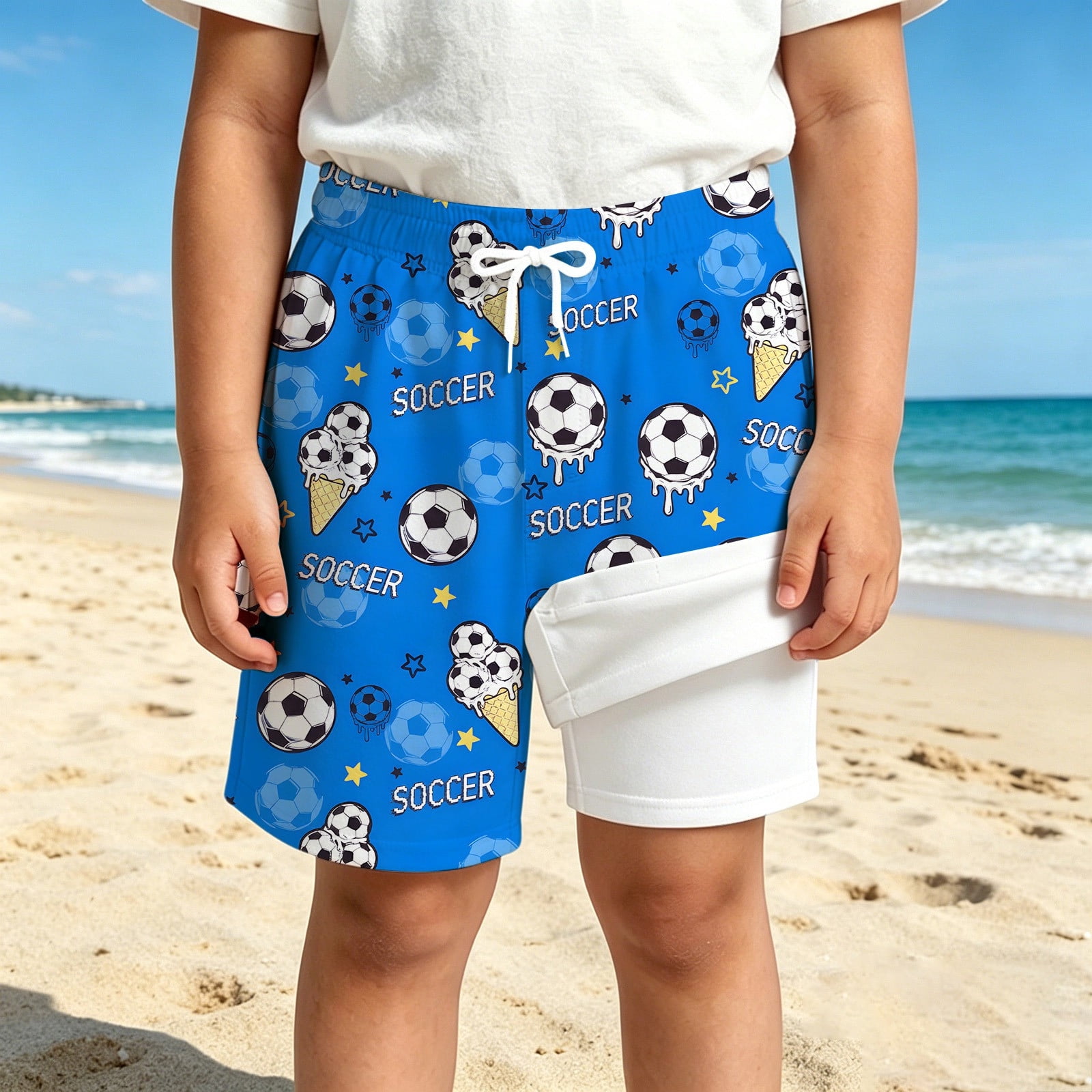 2026 Boys Swim Trunks with Compression Liner Kids Bathing Suit Boys ...