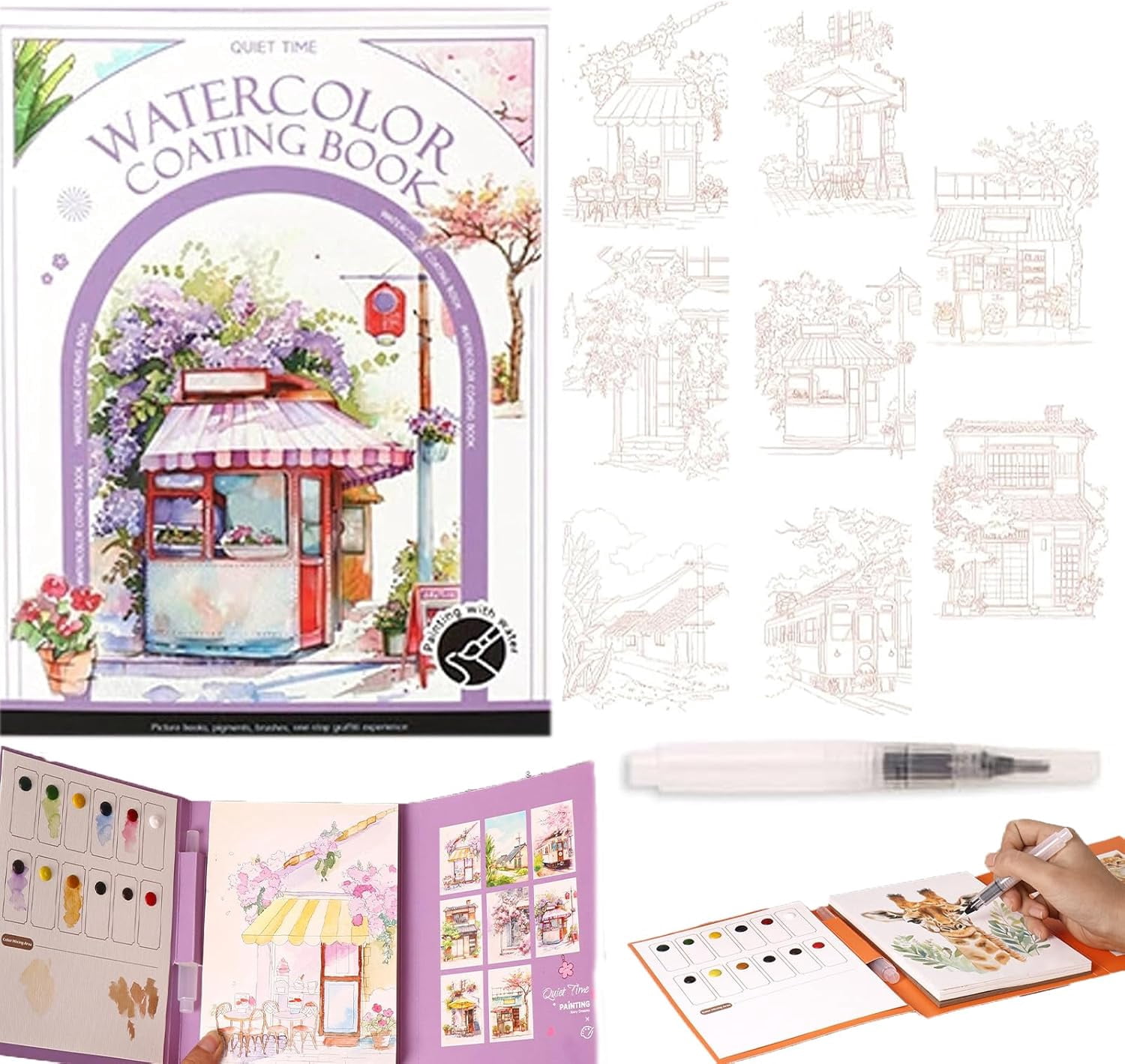 2026 Breathly Creative Stress Relief Watercolor Painting Kit, 8 Pre ...