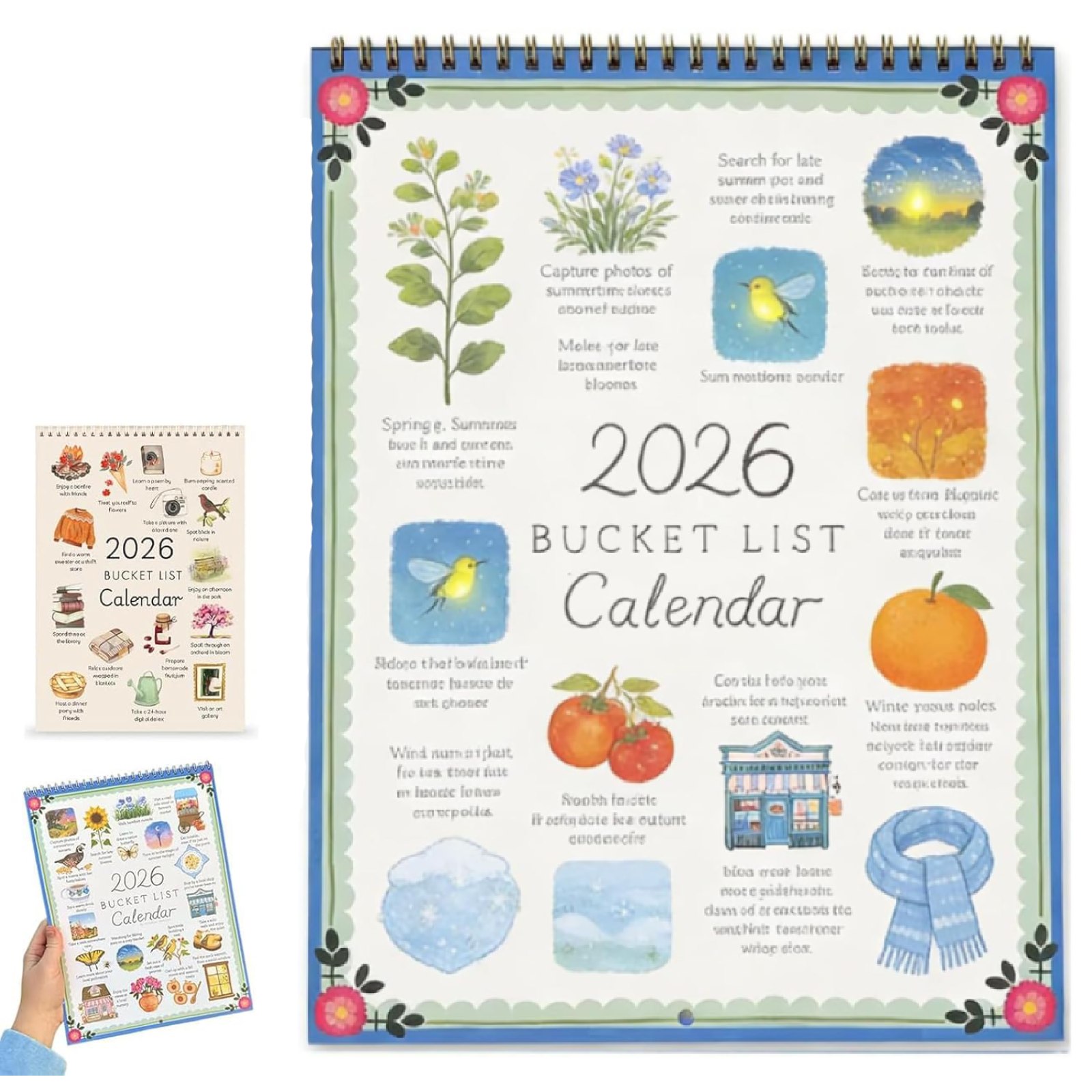 2026 Bucket List Calendar, 9 x12 inch Wish List By Name Bucket List ...