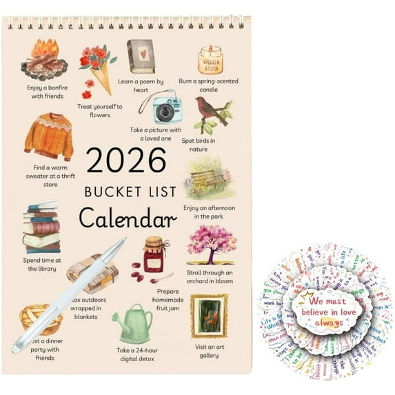 2026 Bucket List Calendar – Interactive Wall Calendar with Guided ...