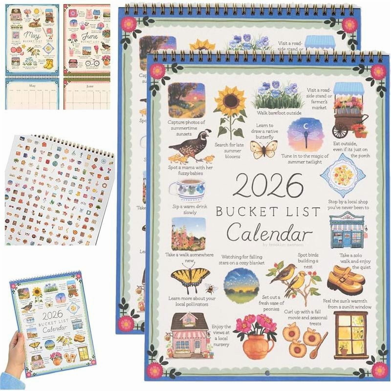 2026 Bucket List Calendar Spiral Bound ArtPlanner Notebook 9x24 ...