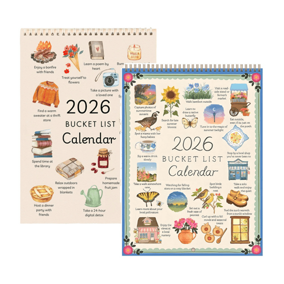 2026 Bucket List Calendar with Inspiring Activities – Spiral Hanging ...