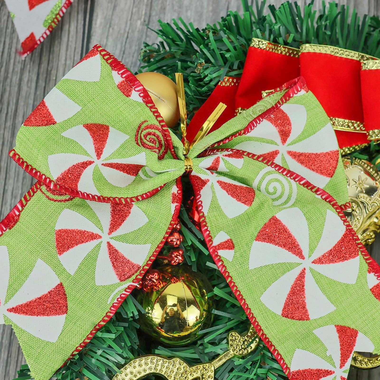 2026 CISIL & Christmas Ribbon for Tree, Red Green Peppermint Ribbon ...
