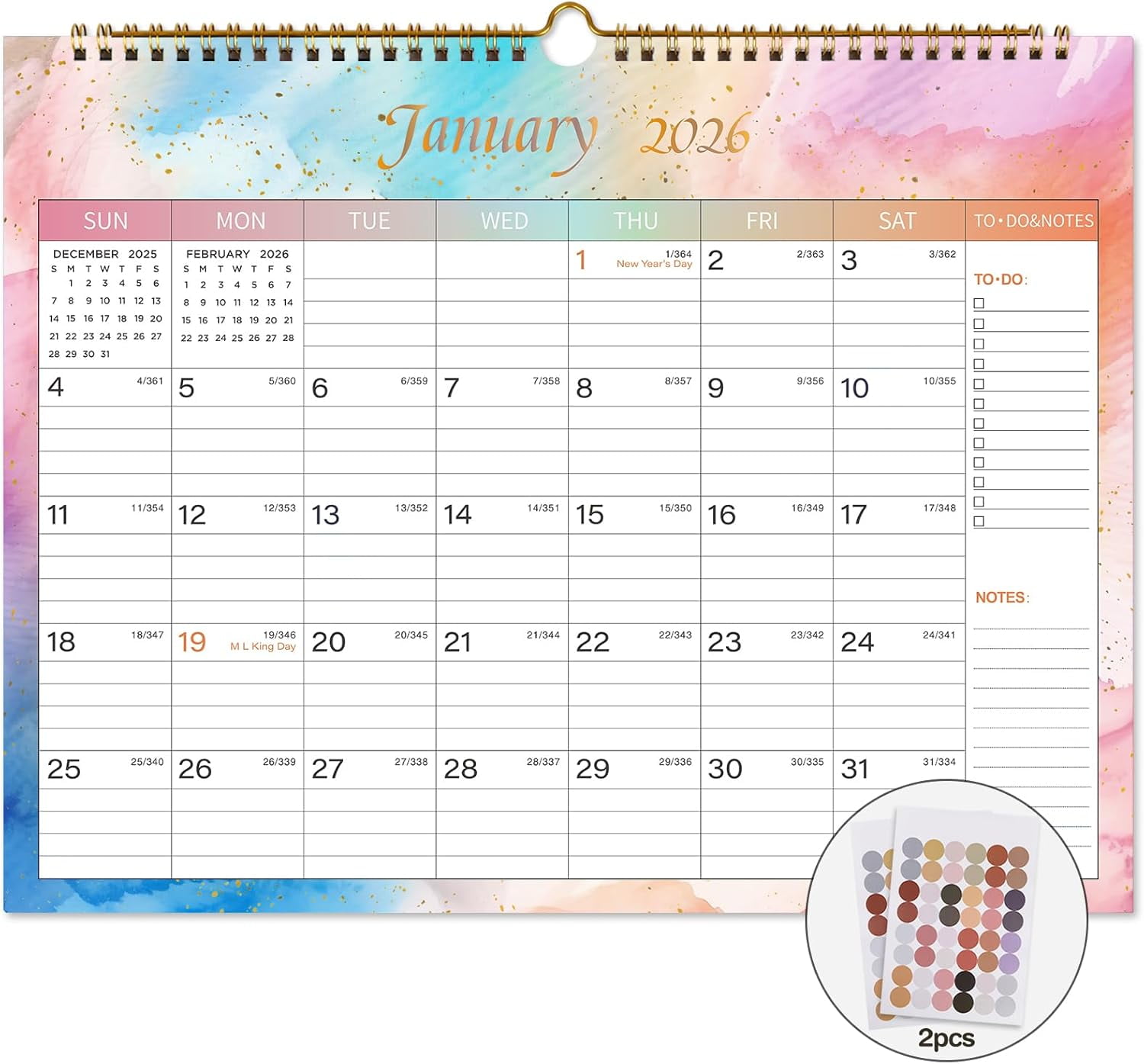 2026 Calendar -12 Monthly Wall Calendar 2026 from Jan 2026 to Dec 2026 ...