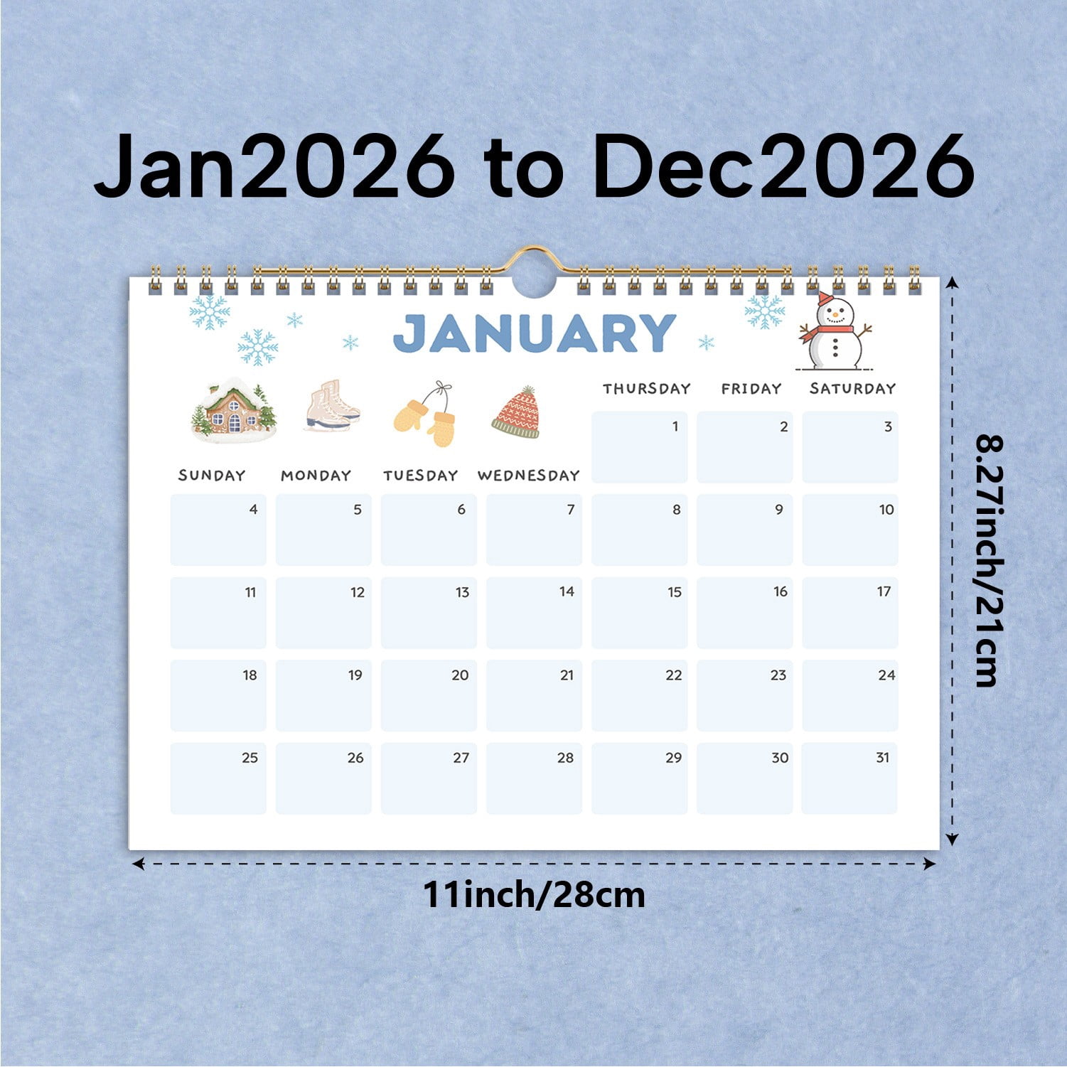 2026 Calendar - 12 Monthly Wall Calendar, January 2026 - Dec 2026, 8.5 ...