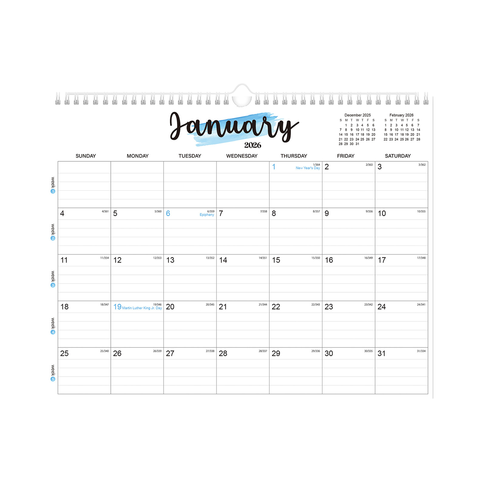 2026 Calendar, 14" x 11", Hanging Spiral Bound 2026 Wall Calendar, 12 ...