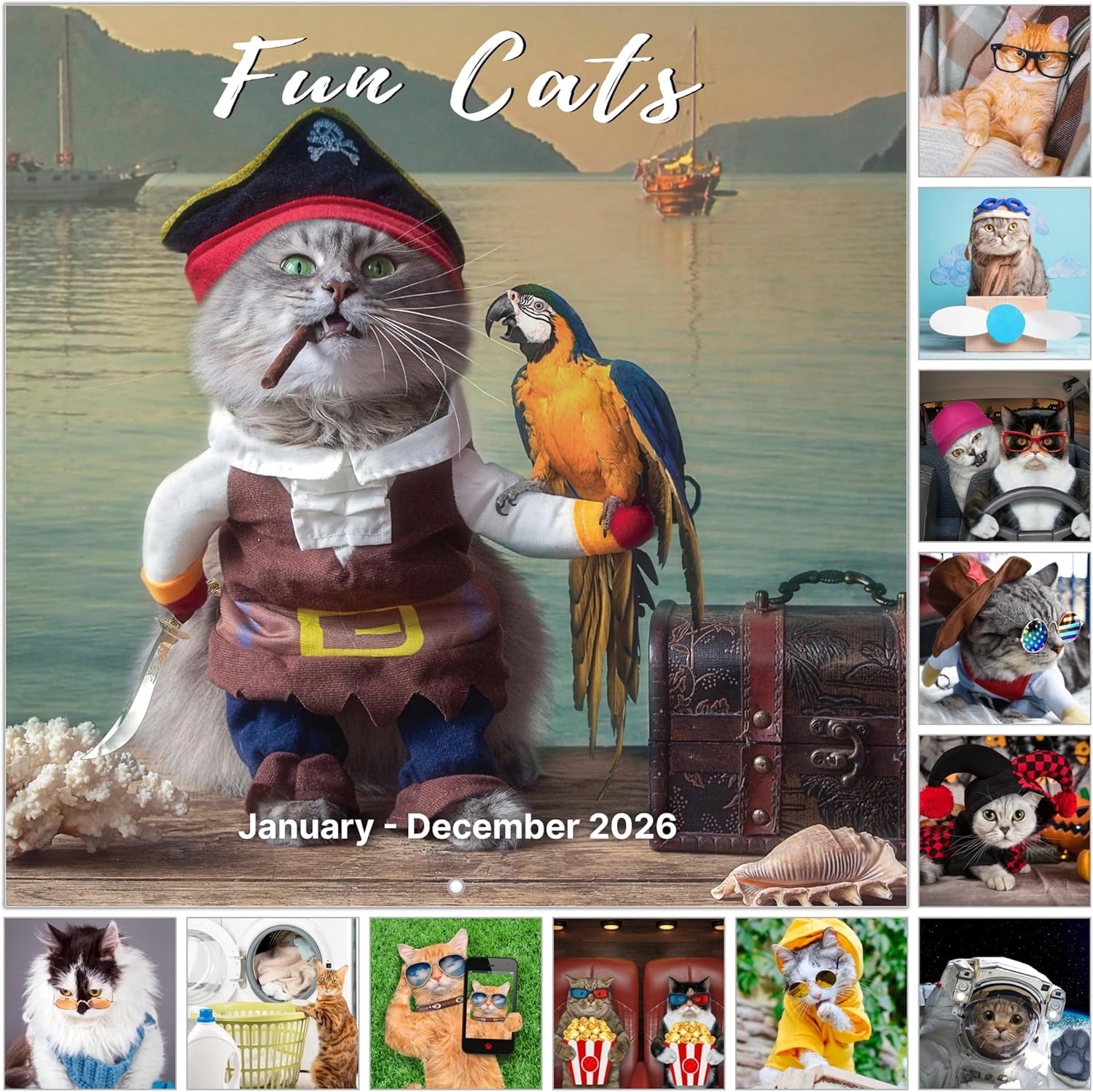 2026 Calendar, 2026 Wall Calendar, Funny Cats Calendar 2026. Jan. 2026 ...