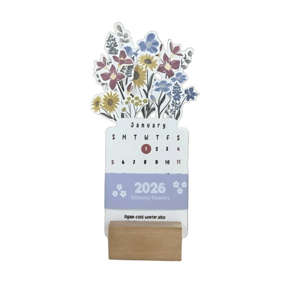 `2026 Calendar, 3D Dried Flowers Desktop Calendar with Wooden Base – 7. ...