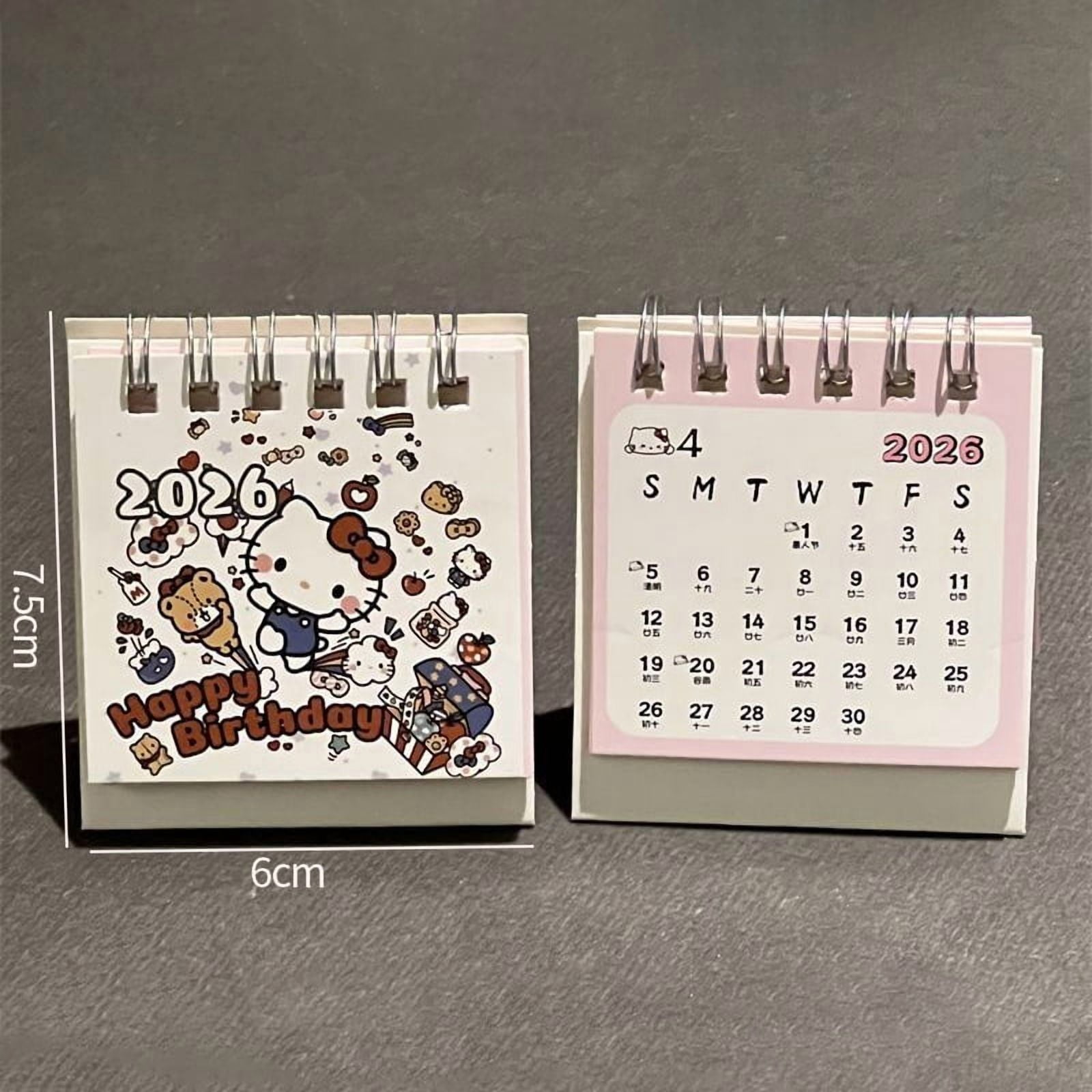 2026 Calendar Desk Cute Sanrio Hello Kitty Small Calendar Cartoon Memo ...