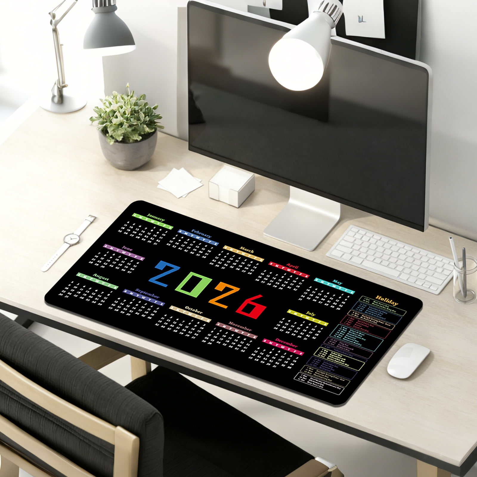 2026 Calendar Desk Mat For Computer Use, Large Computer Mouse Pad With ...