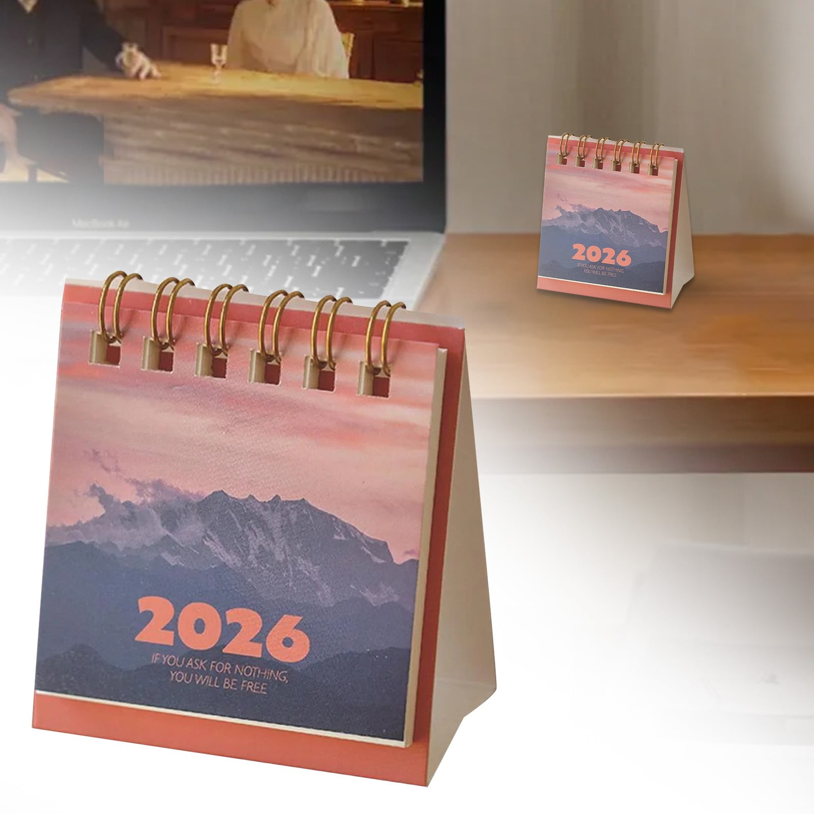 2026 Calendar Mini, Photo Desk Calendar 2026, Twin-Wire Bound Flip ...