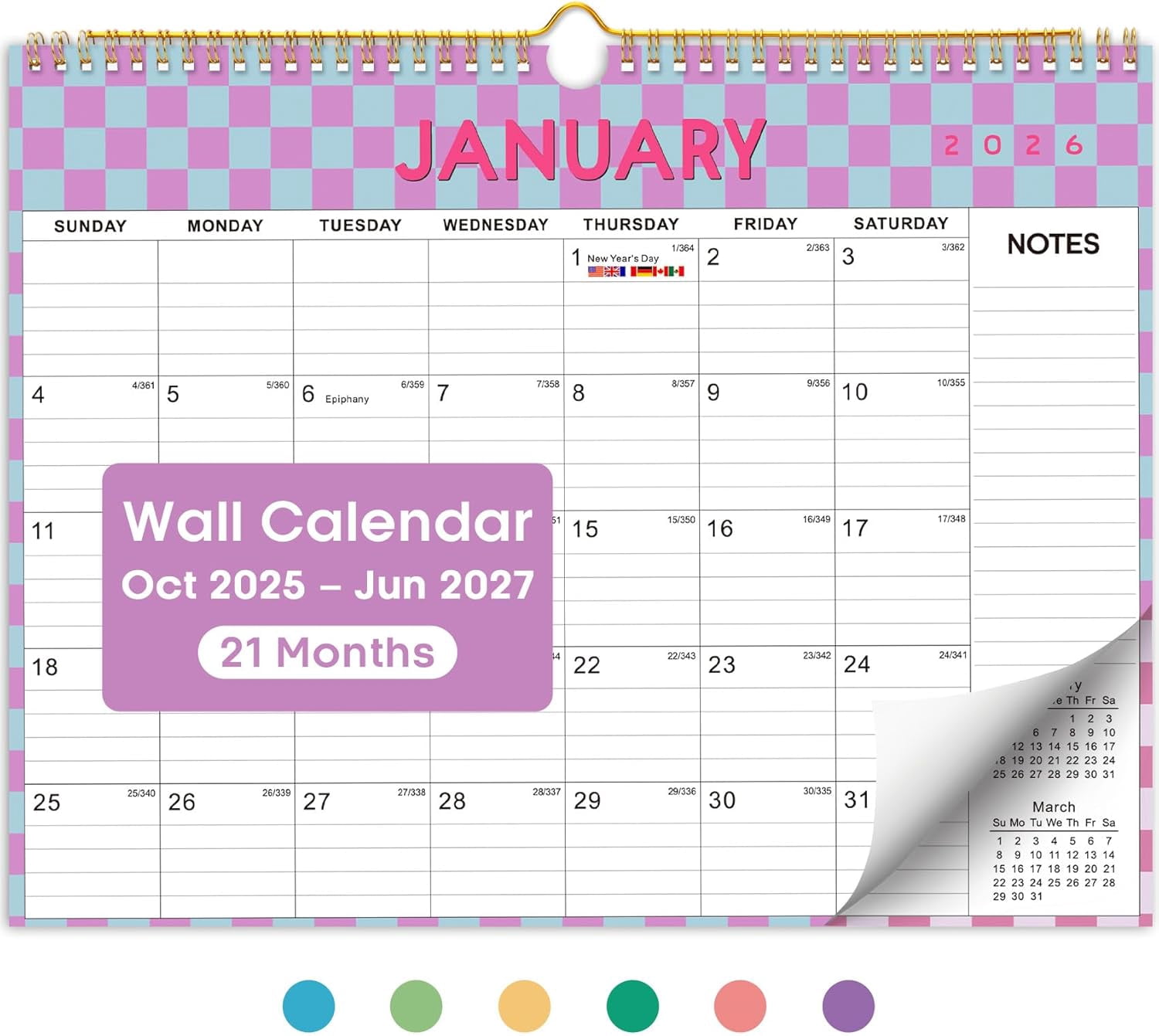 2026 Calendar, Monthly Wall Calendar from October 2025 to June 2027, 11 ...