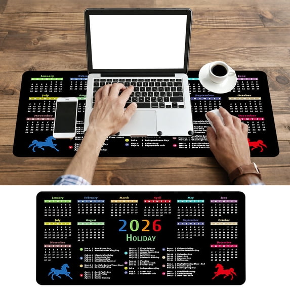 2026 Calendar Mouse Pad, Non-Slip Rubber Base, 24 x 12 inch Colorful ...