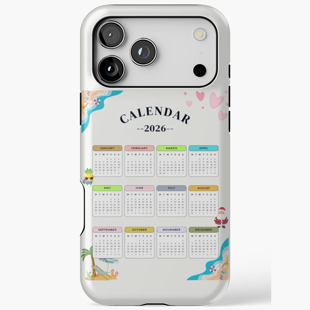 2026 Calendar Seasonal Graphic Art Phone Case iPhone Case 17 16 15 14 ...