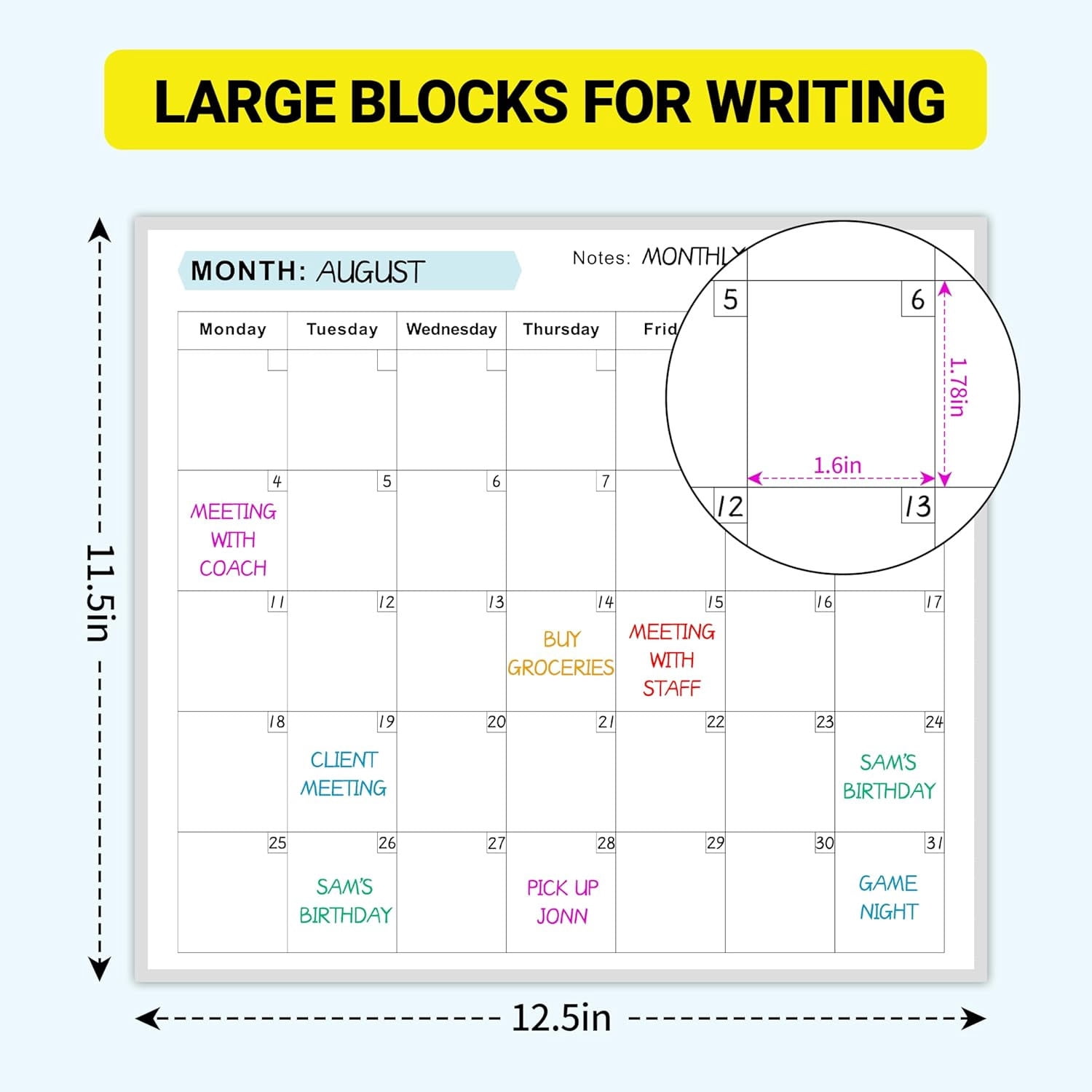 2026 Calendar Wall,Large Dry Erase Wall Calendar,Blank Undated Yearly ...