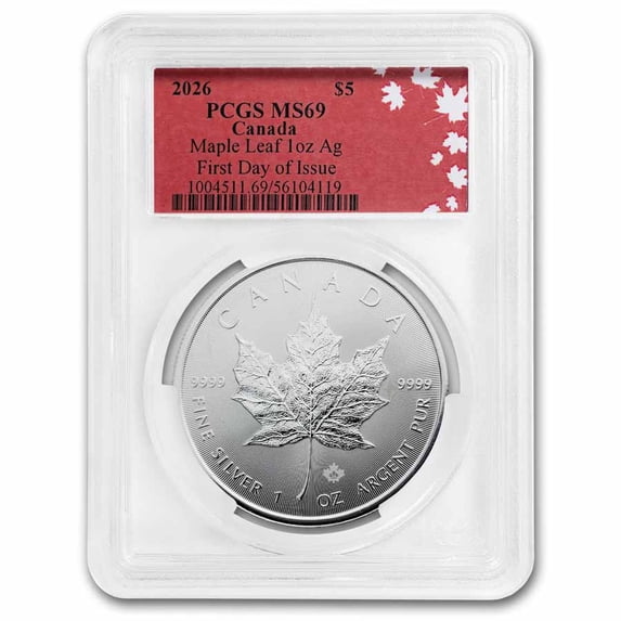 2026 Canada 1 oz Silver Maple Leaf MS-69 PCGS (First Day Issue ...