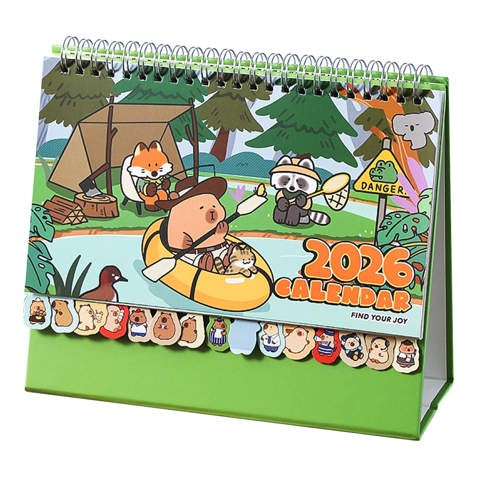 2026 Capybara Forest Explorer Desk Calendar Cute Camping Theme Bonus ...