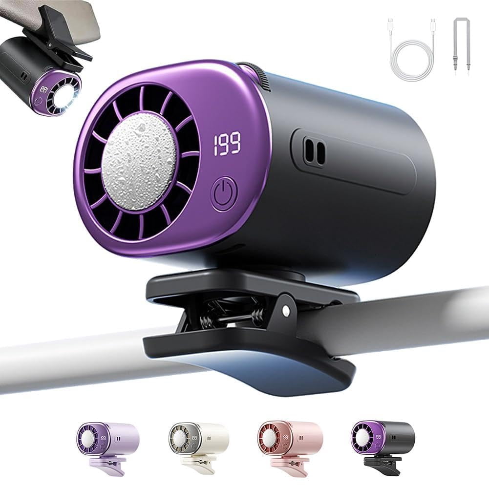 2026 Car Clip On Air Conditioner Fan with LED Display - 360° Rotation ...