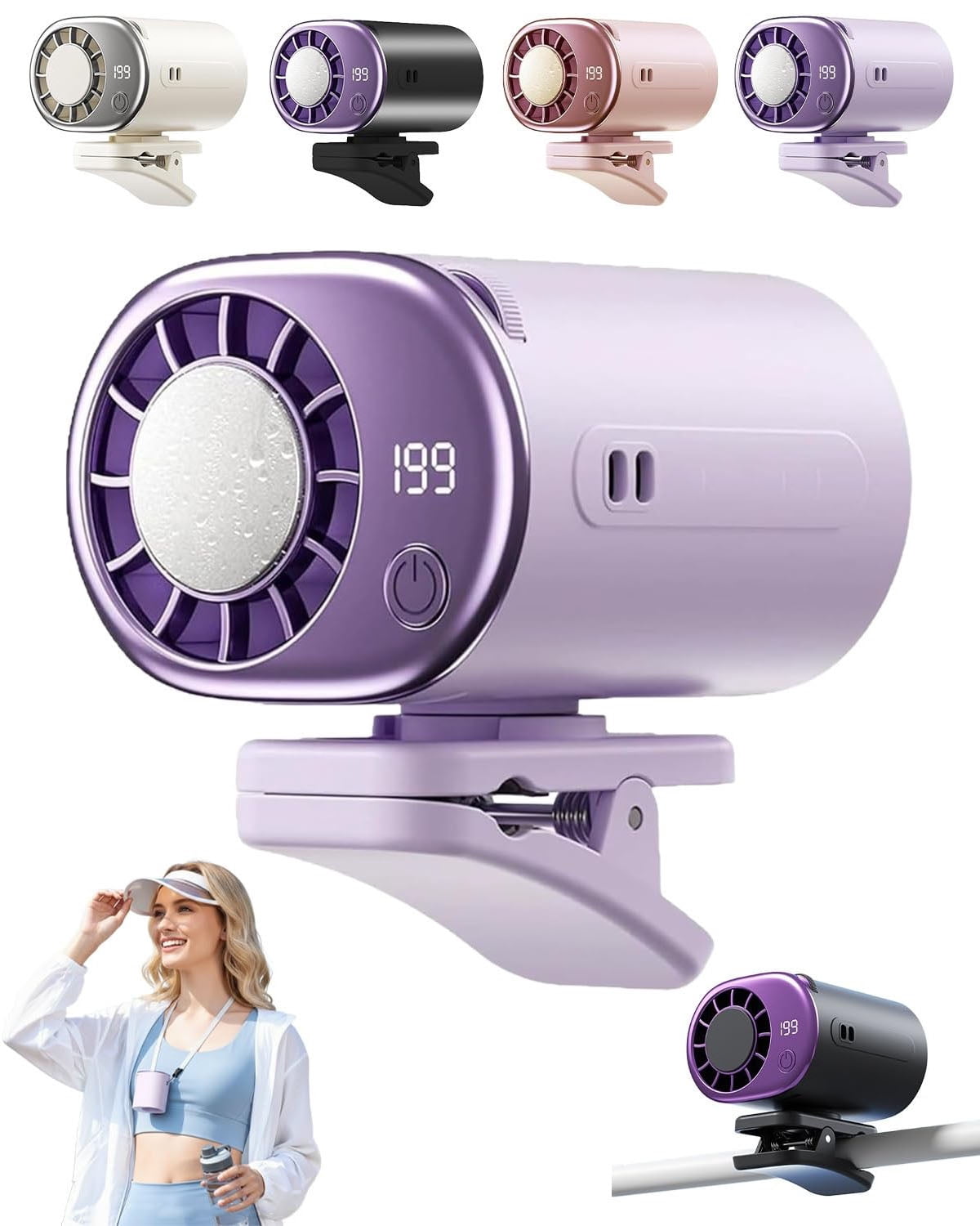 2026 Car Clip on Air Conditioner Fan with LED Display - 360° Rotation ...