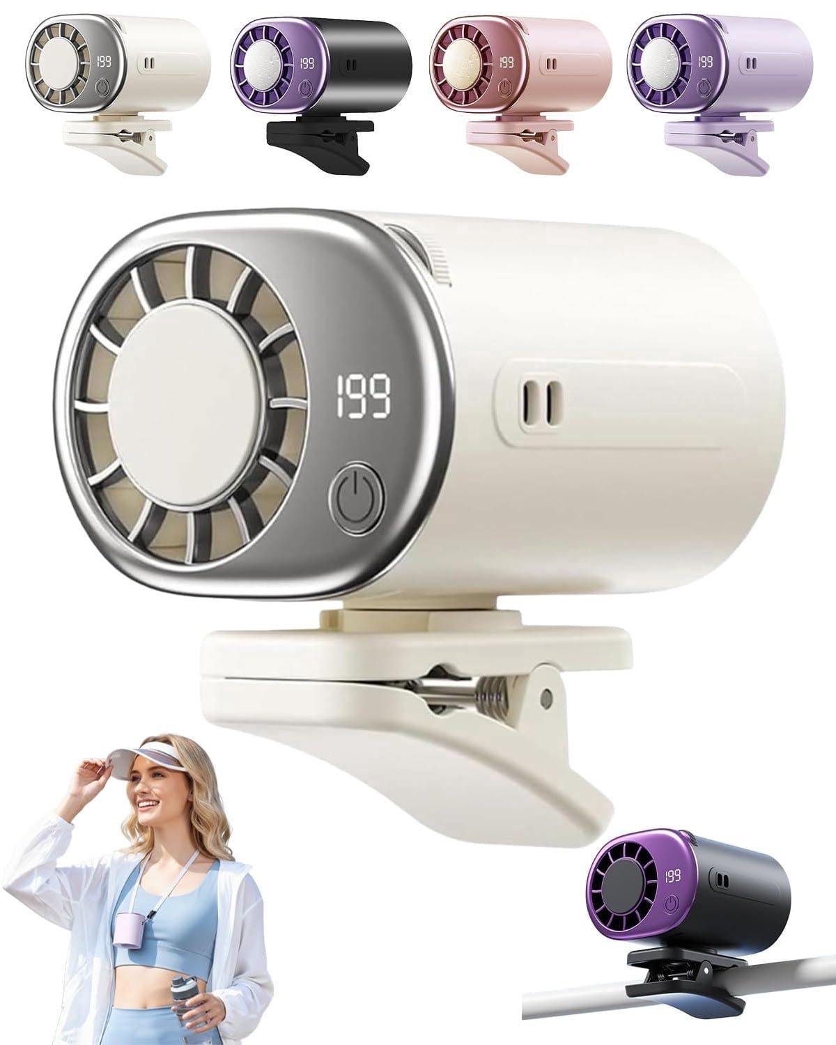2026 Car Clip on Air Conditioner Fan with LED Display - 360° Rotation ...