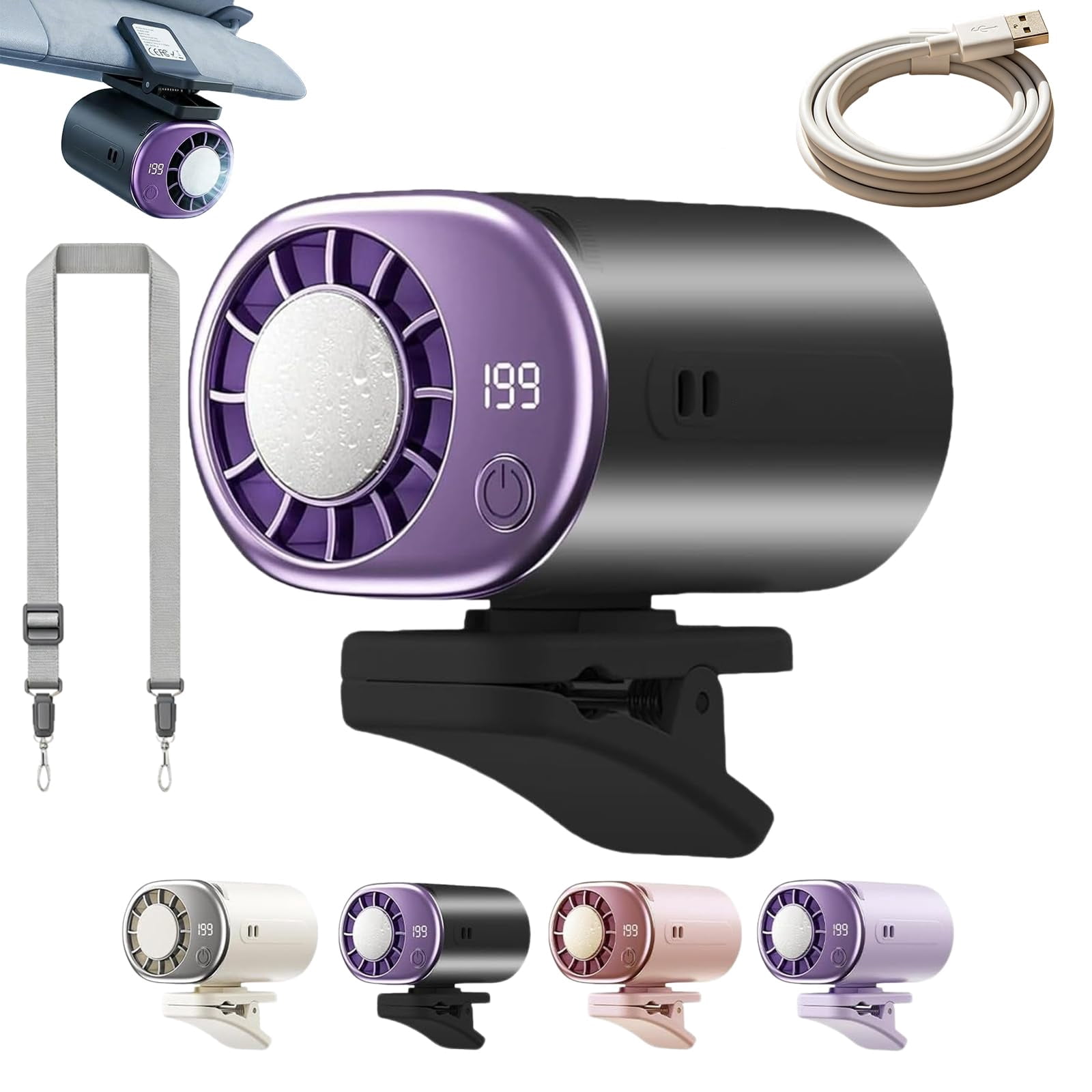 2026 Car Clip On Air Conditioner Fan with LED Display, Portable AC for ...
