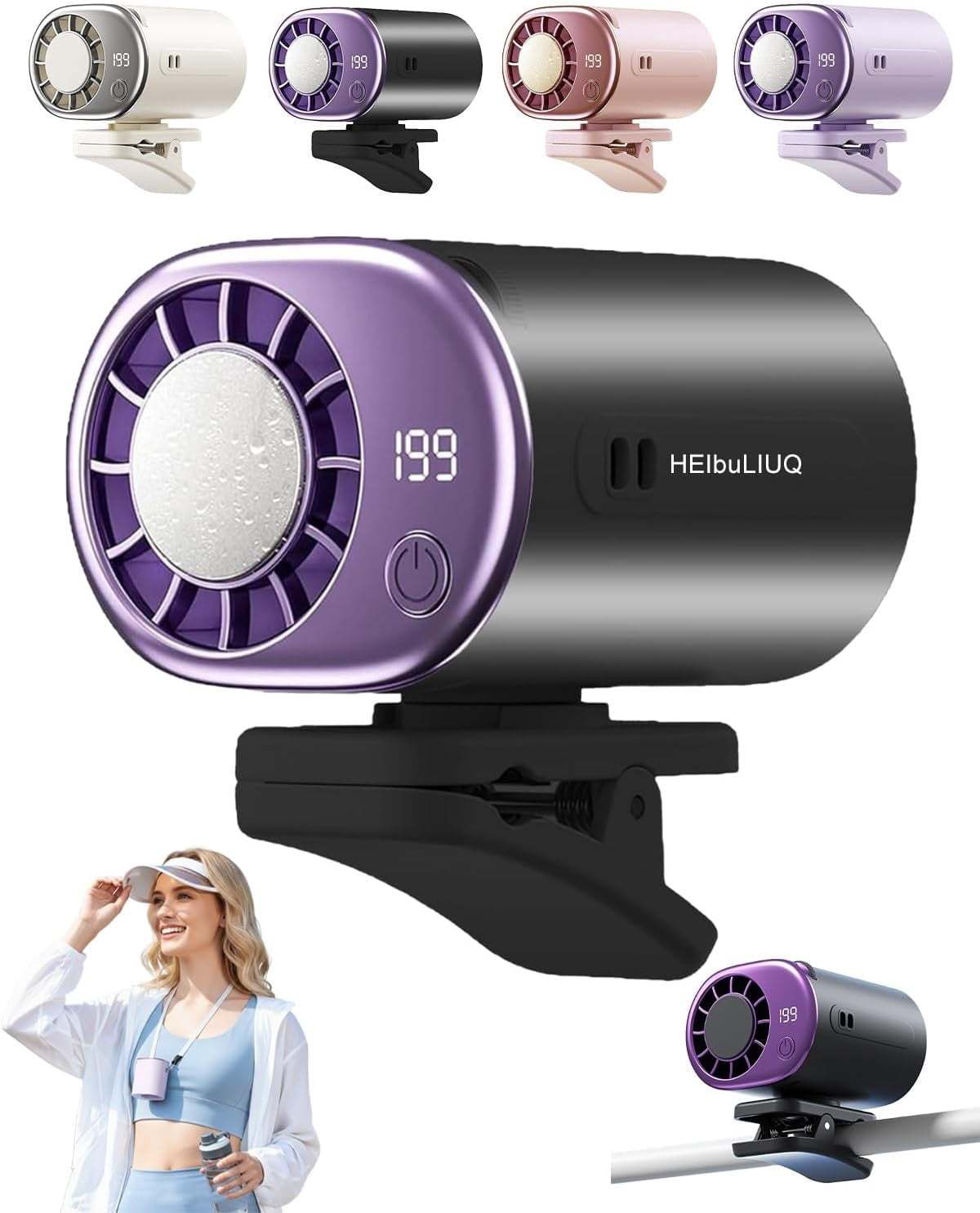 2026 Car Clip on Air Conditioner Fan with LED Display, Portable Mini ...