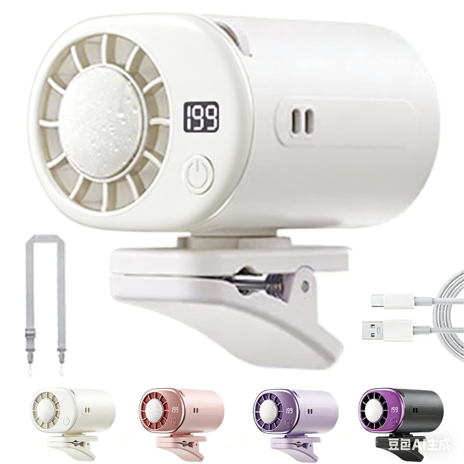 2026 Car Clip-On Air Conditioner Fan with LED Display - 360° Rotation ...
