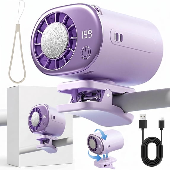 2026 Car Clip-On Air Conditioner Fan with LED Display, 360° Rotation ...
