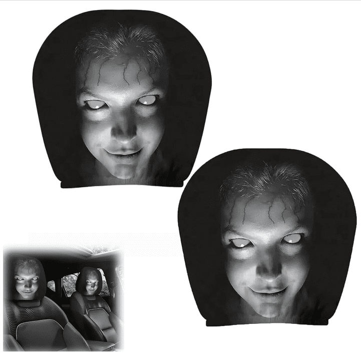 2026 Car Headrest Covers 2Pcs Funny Face Expressions Hooded Emoticon ...