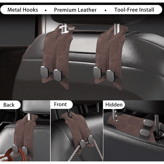 2026 Car Hooks, Cozy Land Headrest Hooks, Twin Hook Leather Car ...