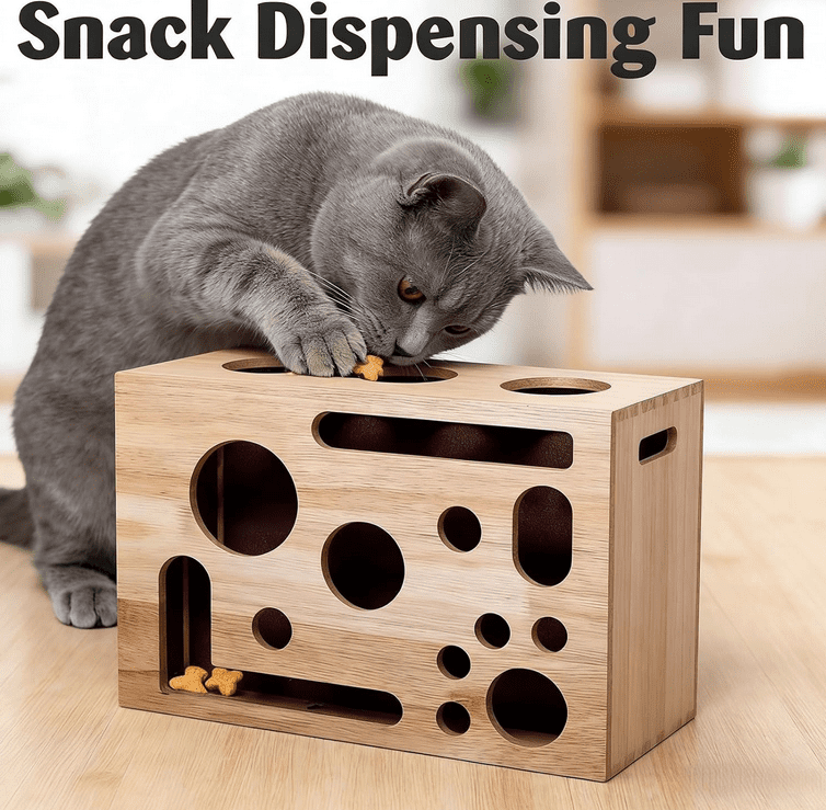 2026 Cats Nail File Box, Cat Nail File Scratch Enrichment Box, Wood ...
