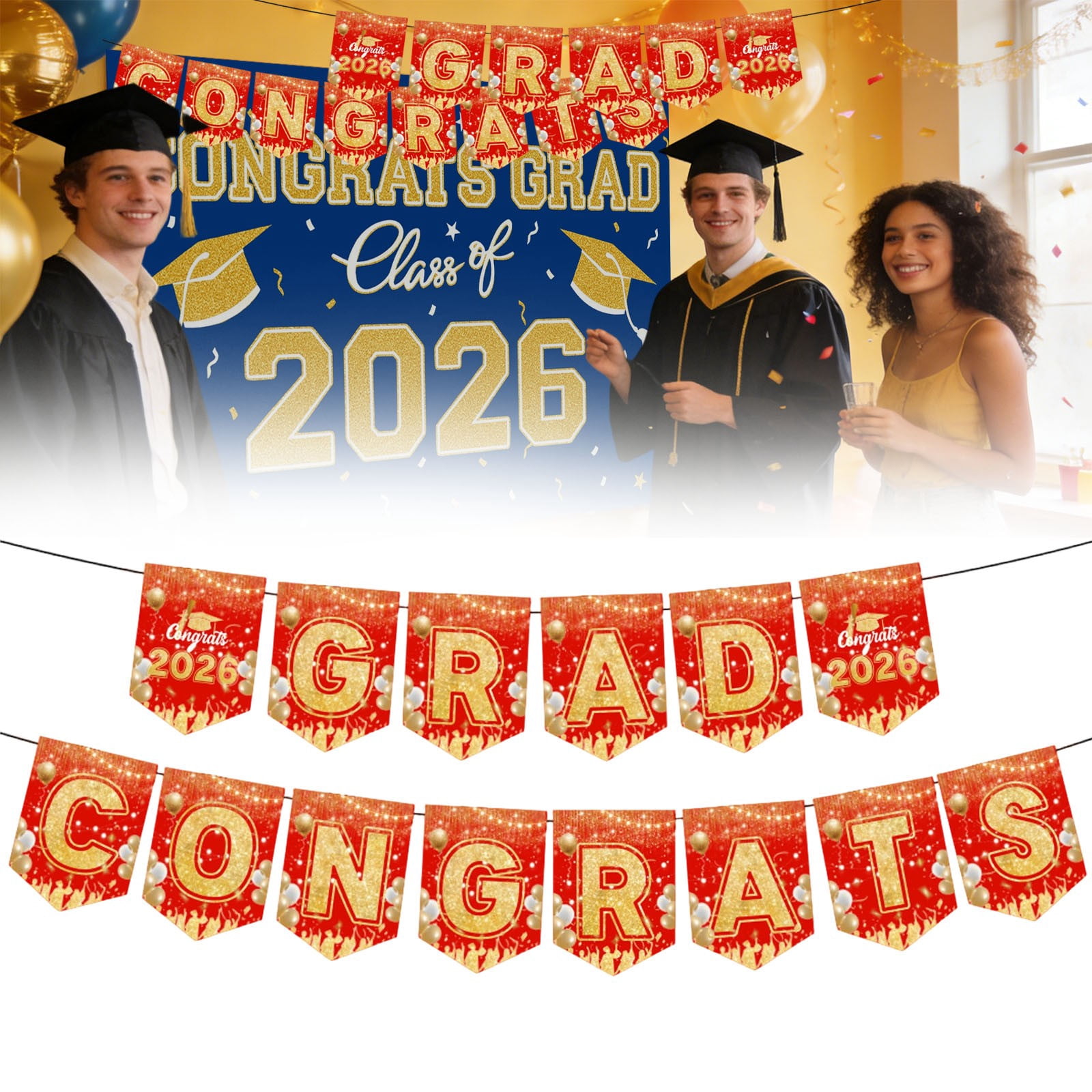2026 Celebration Decorations Set Congrats Banner Porch Sign Honeycomb ...