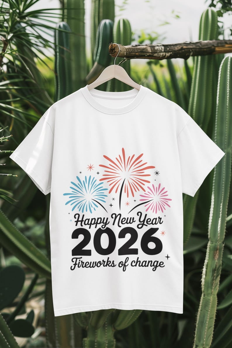 2026 Celebration Fireworks Tee, Colorful New Year Party Graphic ...