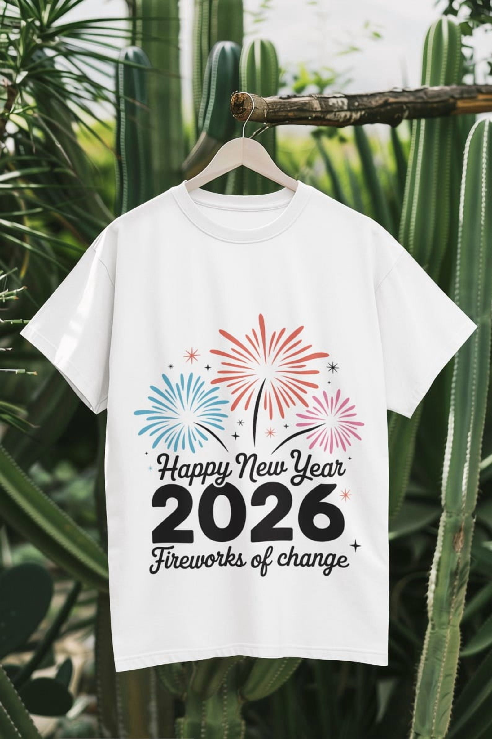 2026 Celebration Fireworks Tee, Colorful New Year Party Graphic ...