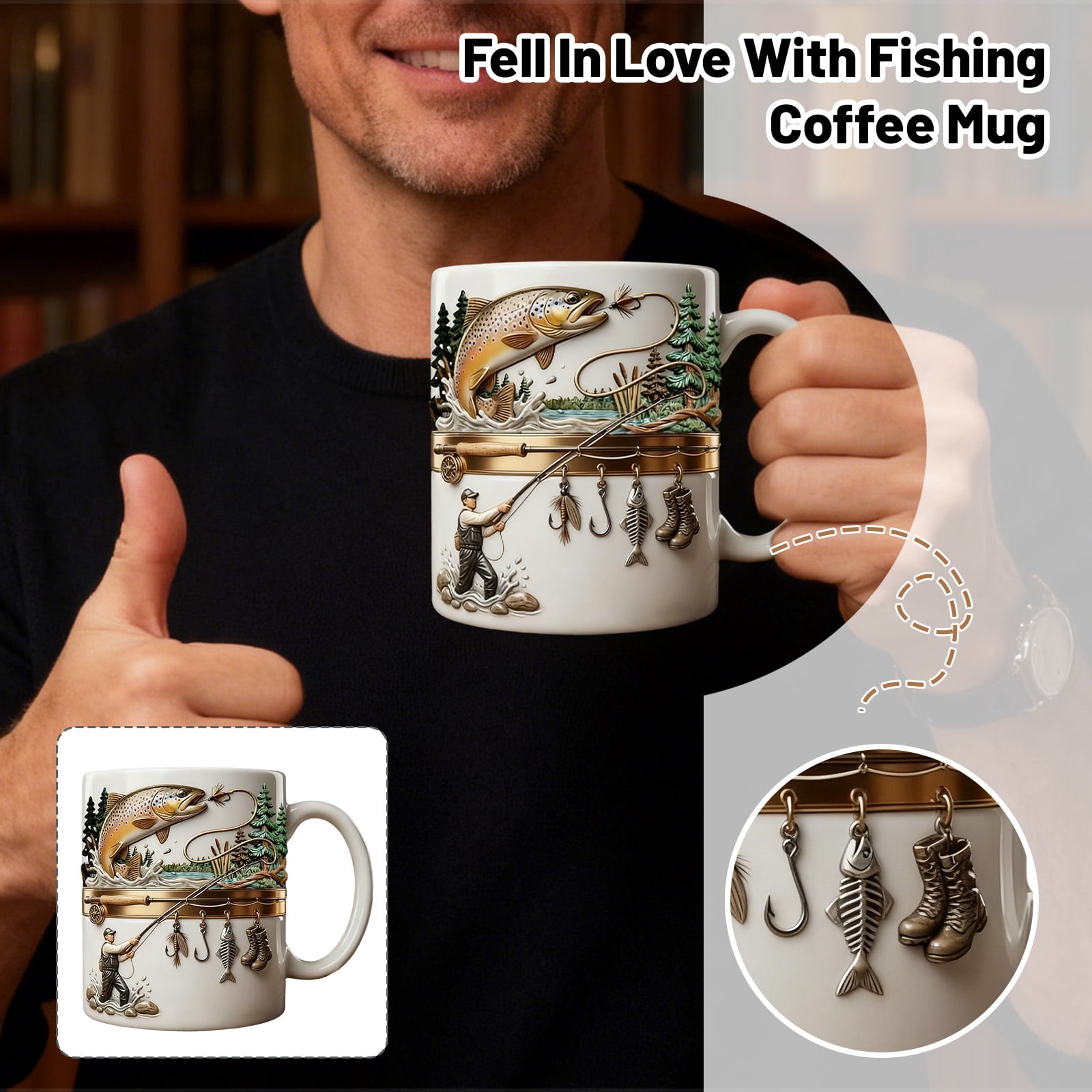 2026 Ceramic Fishing Mug - 2D 15oz Funny Fisherman Drinkware, Coffee ...