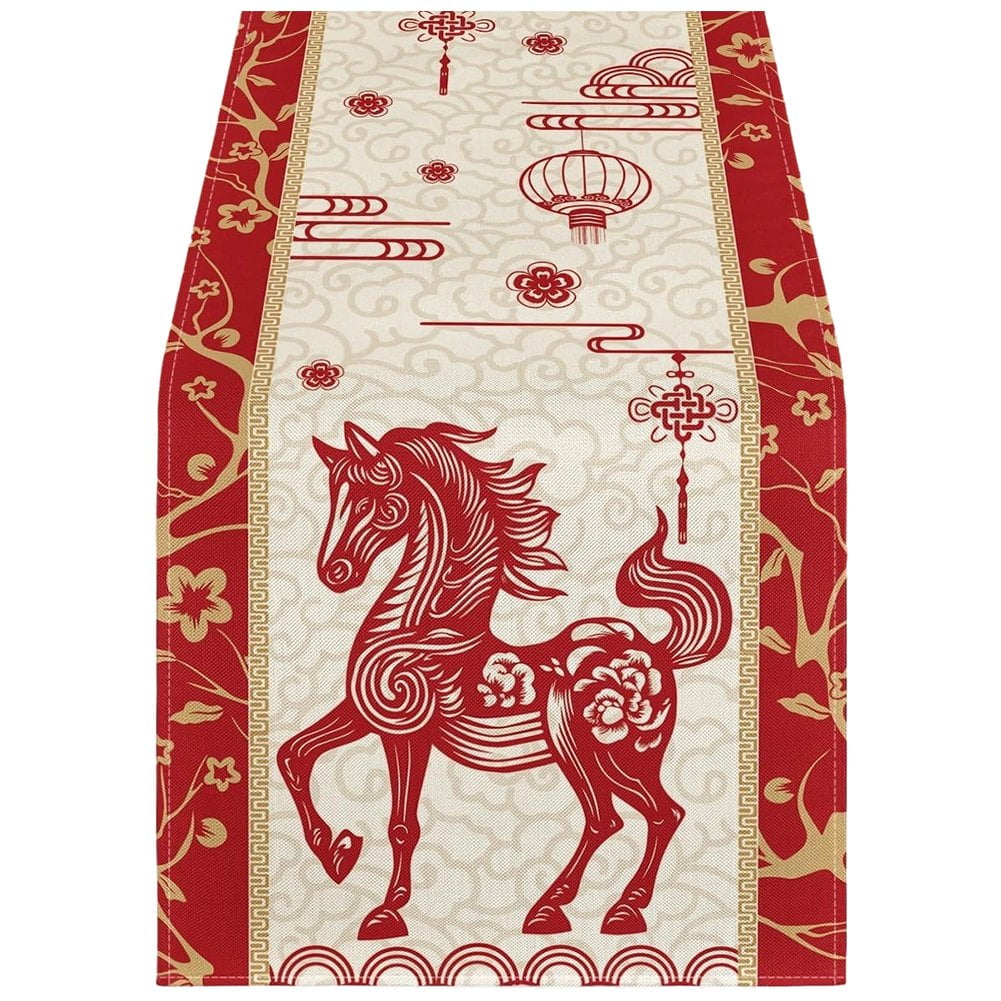 2026 Chinese New Year Table Runner Spring Festival Dining Decor Red ...