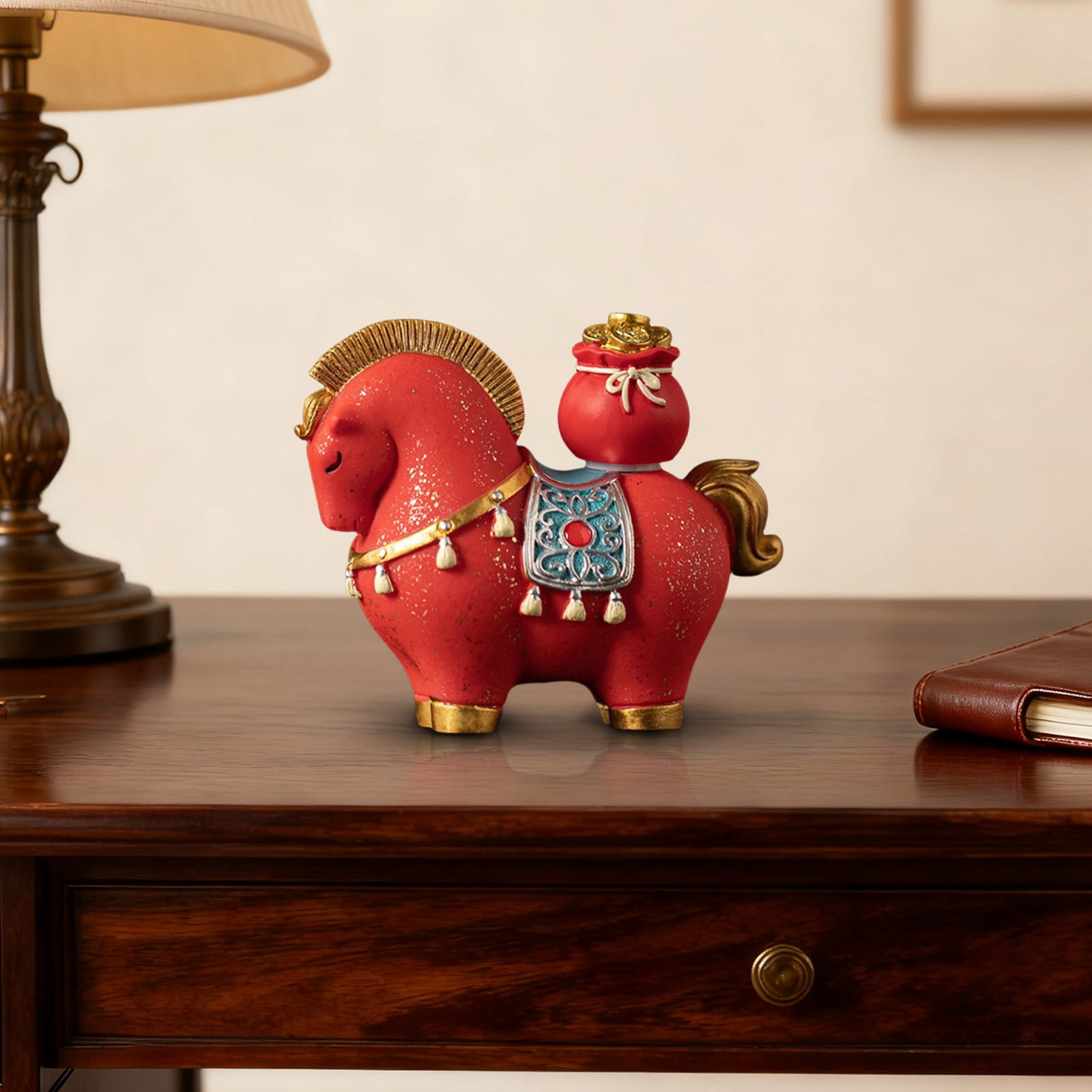 2026 Chinese Zodiac Year of The Horse Figurines, Gold Red Horse ...