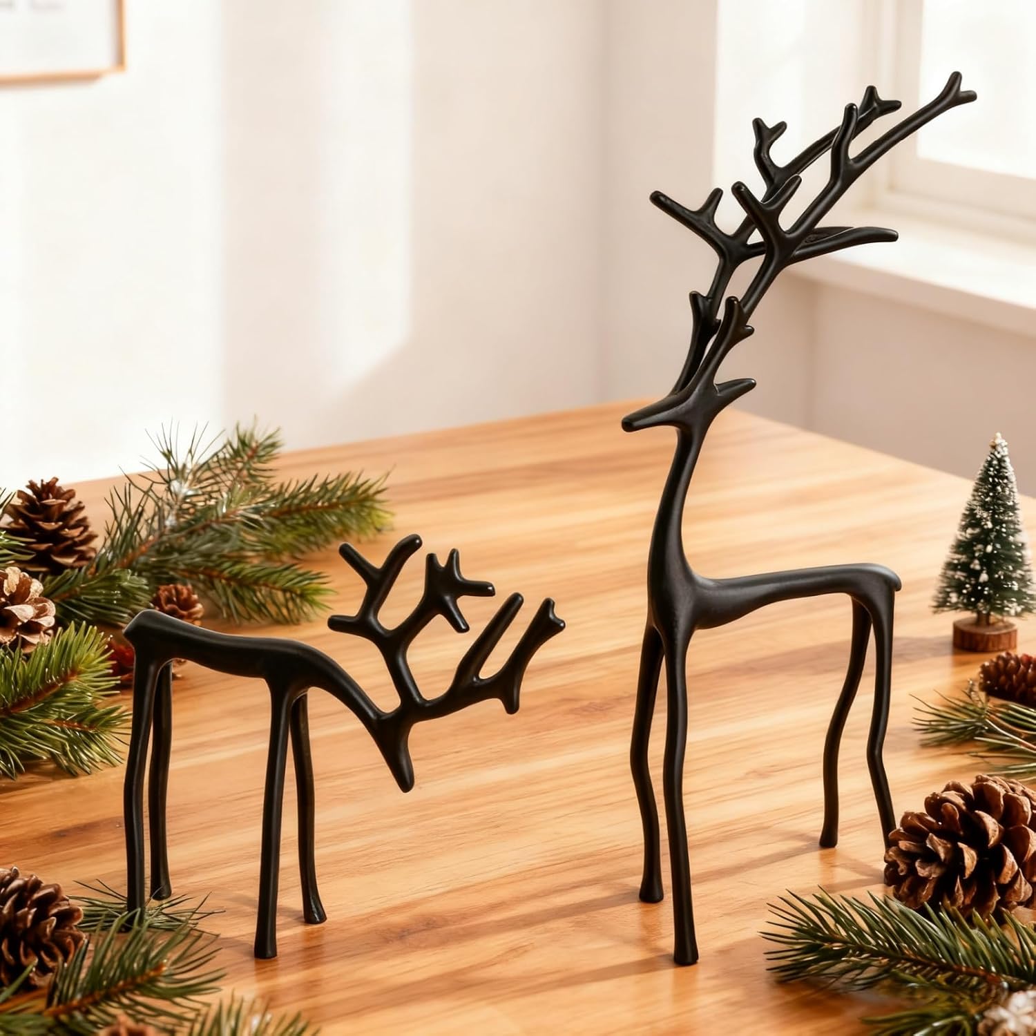 2026 Christmas Decorations, Set of 2 Black Reindeer Statues, Modern ...