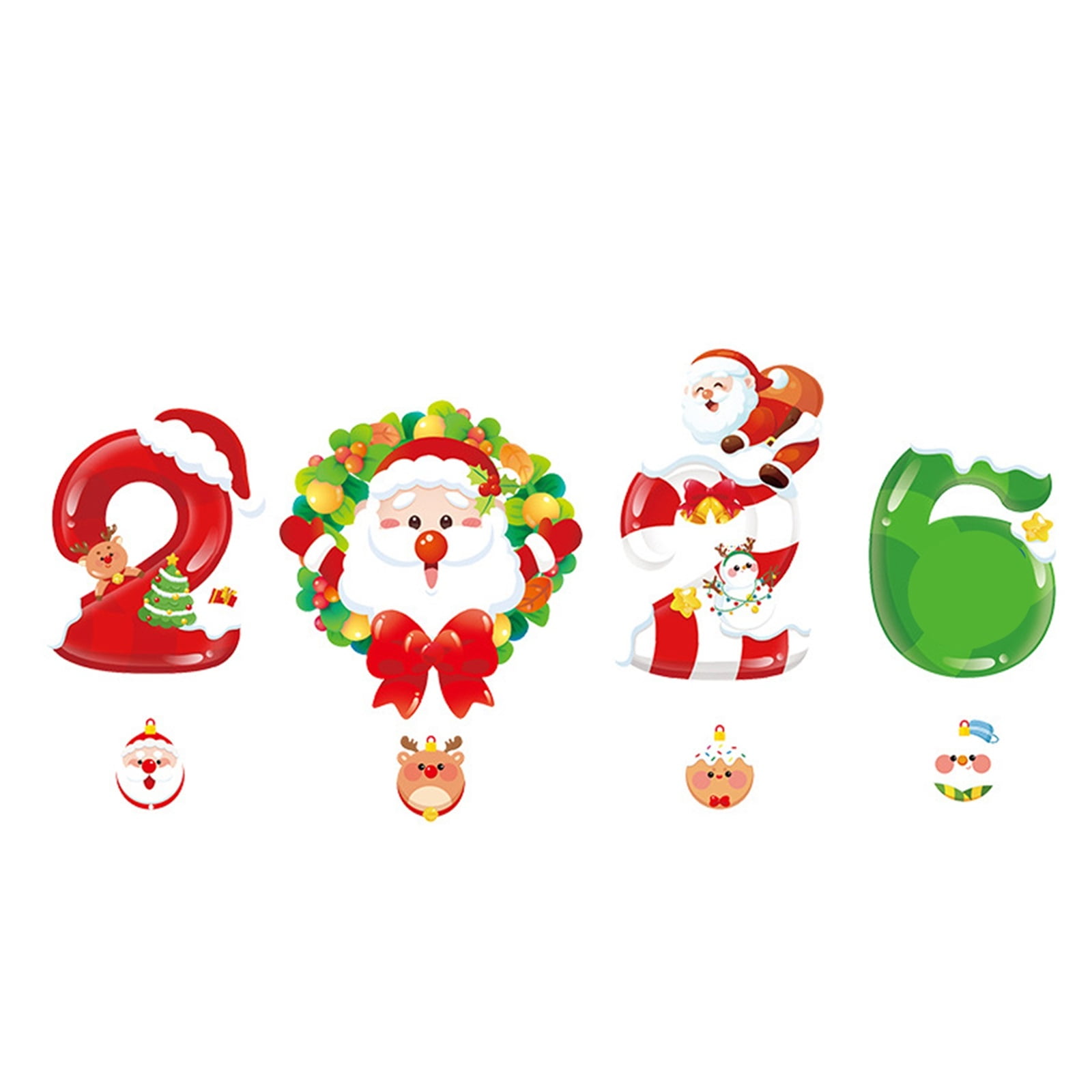 2026 Christmas & New Year Wall Stickers, Static Cling Window Decals for ...