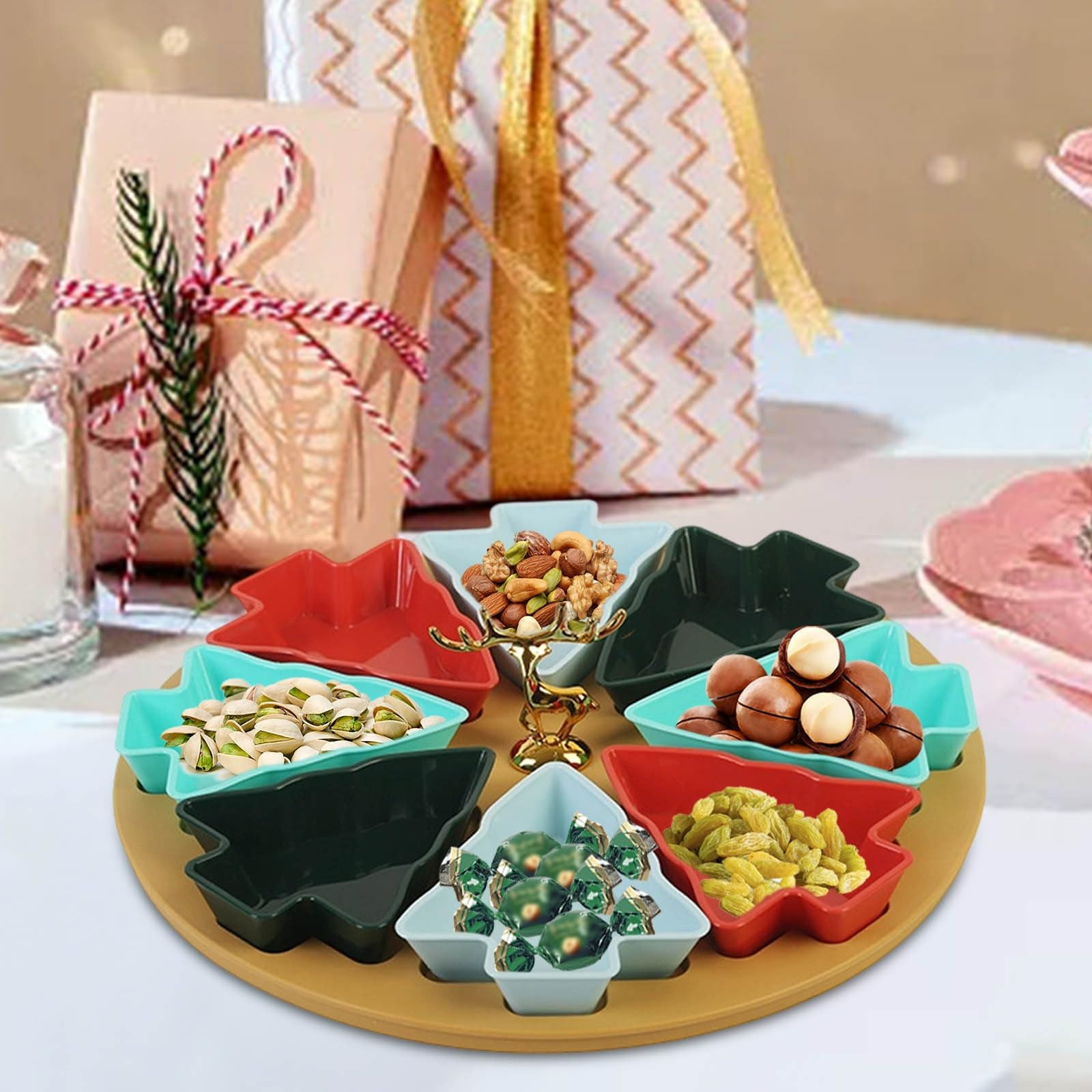 2026 Christmas Novelty Christmas Tree Divided Dinner Plate Set Food ...