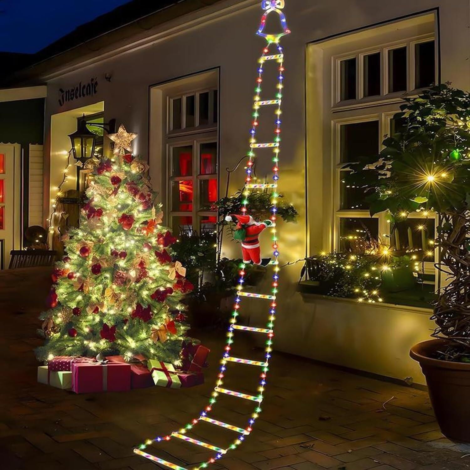 2026 Christmas Santa Climbing Stairs Light, 10.5ft Claus on Rope LED ...