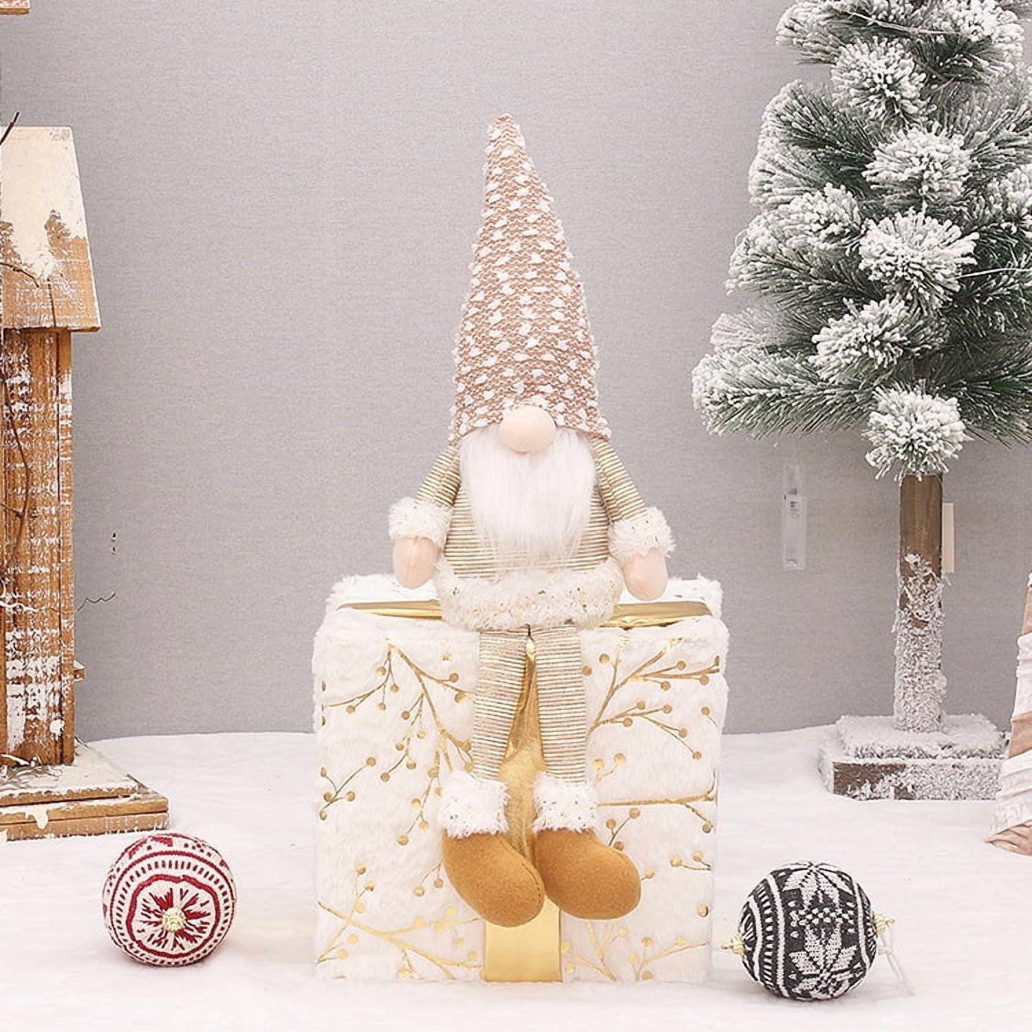 2026 Christmas decorations white beard faceless old man doll telescopic ...