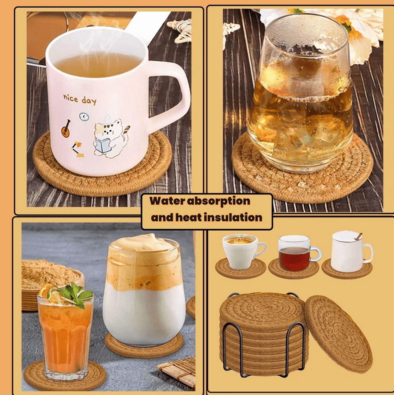 2026 Coasters for Drinks, Coasters Set of 8 - Color, Boho Coaster with ...